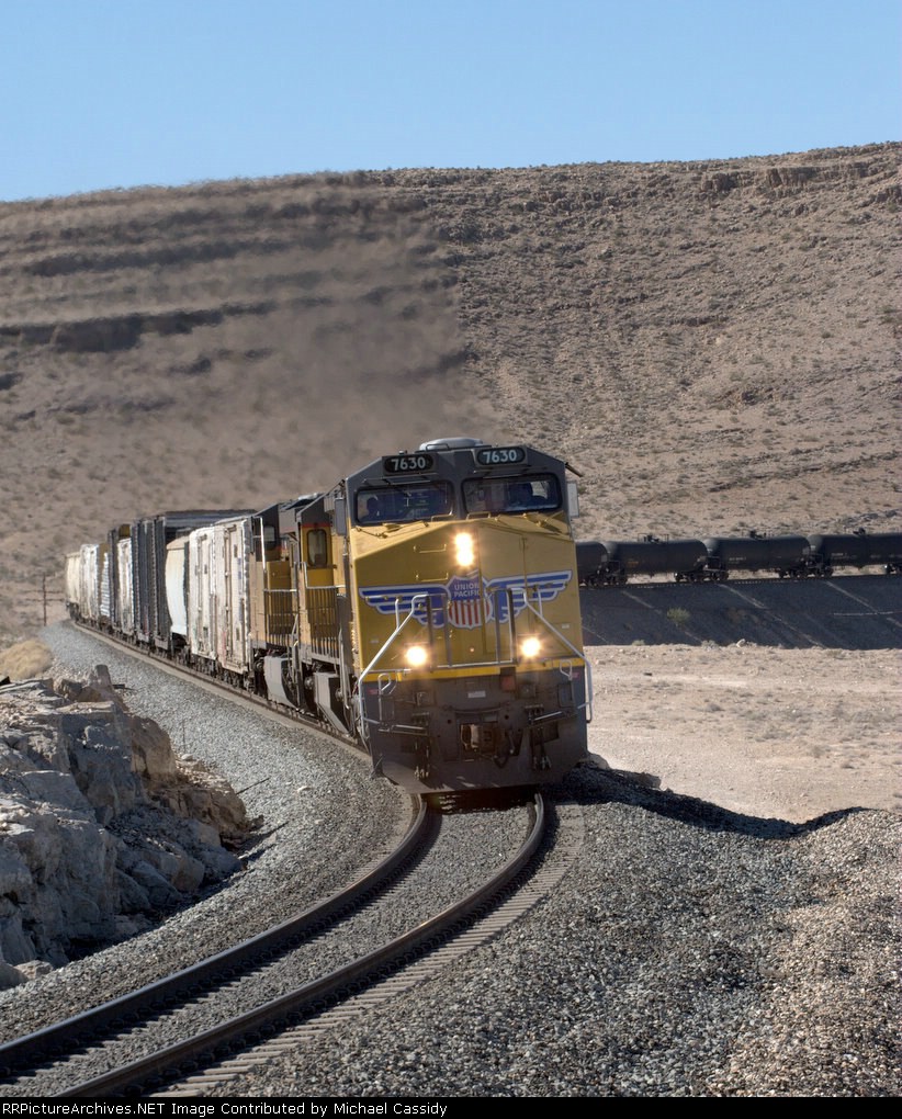 UP 7630 leads a westbound just out of Vegas